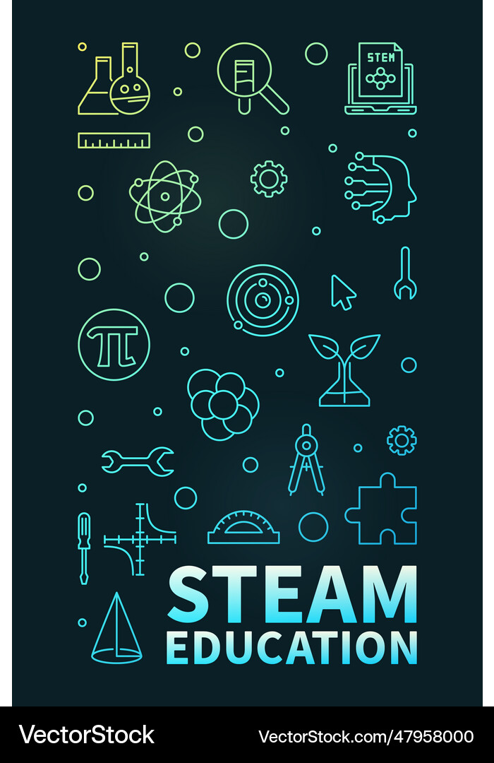 Steam education thin line vertical colorful Vector Image