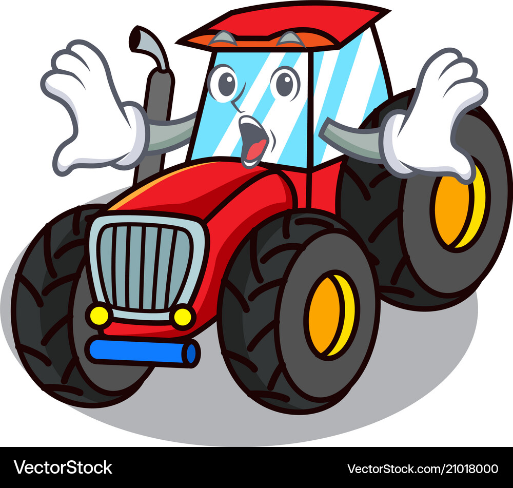 Surprised tractor mascot cartoon style Royalty Free Vector