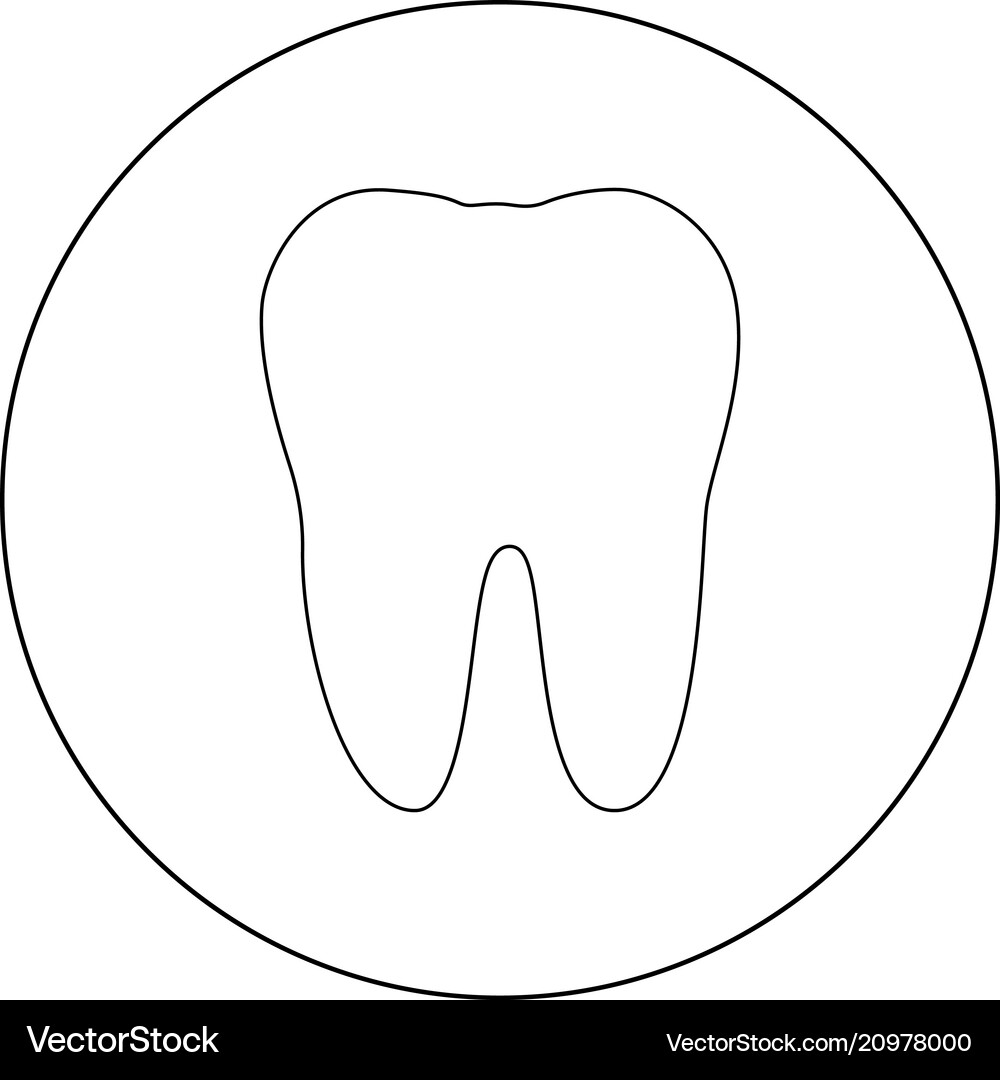 Tooth icon black color in circle Royalty Free Vector Image