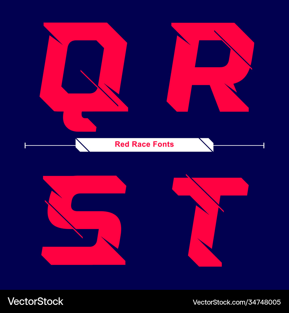 Alphabet typography font red race speed modern Vector Image