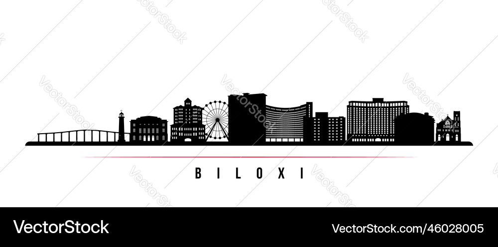 Biloxi skyline horizontal banner black and white Vector Image