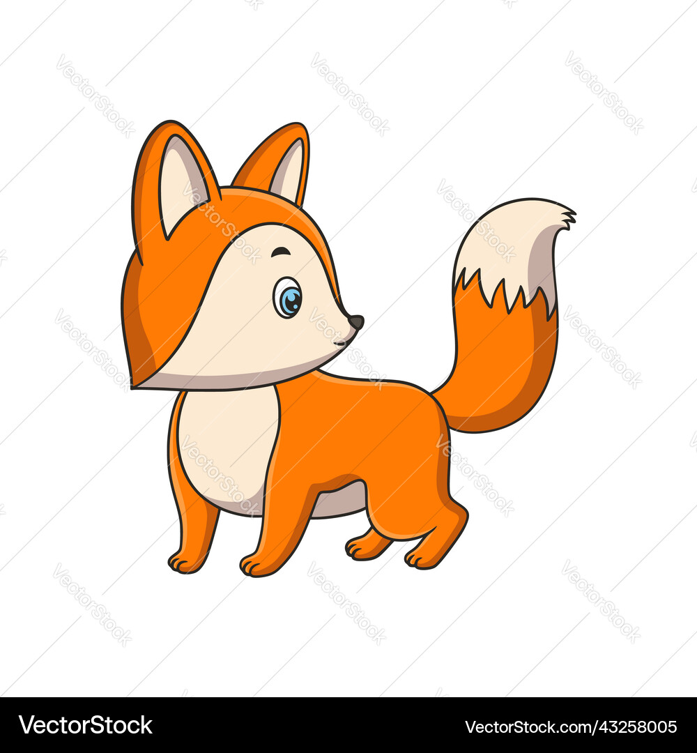 Cartoon a fox walking on fallen log by the river Vector Image