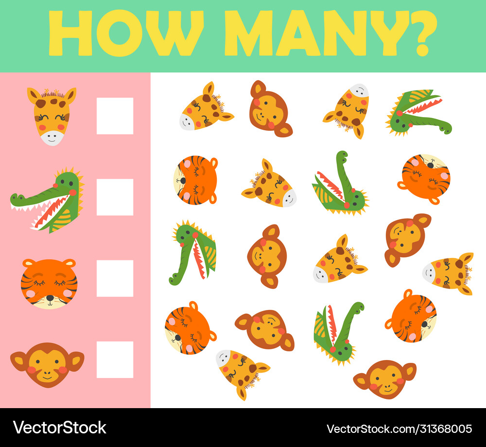 Cartoon education counting game for preschool Vector Image