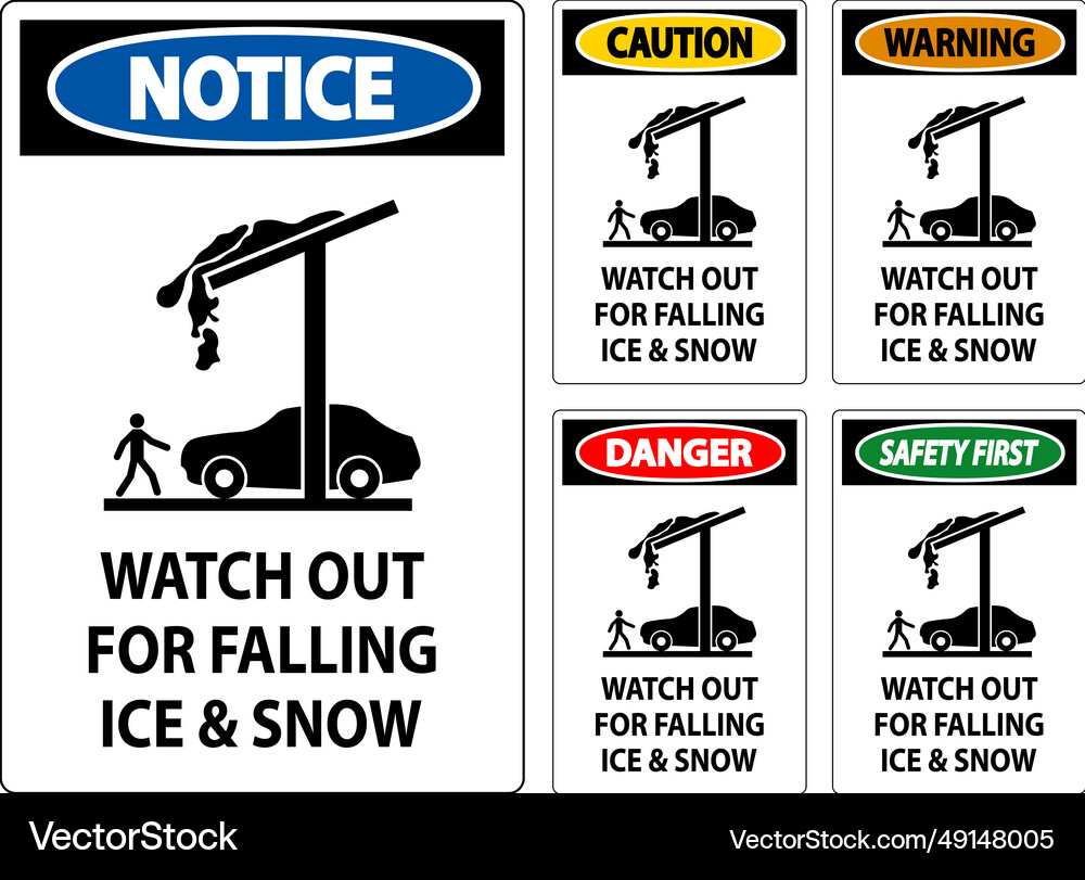 Caution sign watch out for falling ice and snow Vector Image