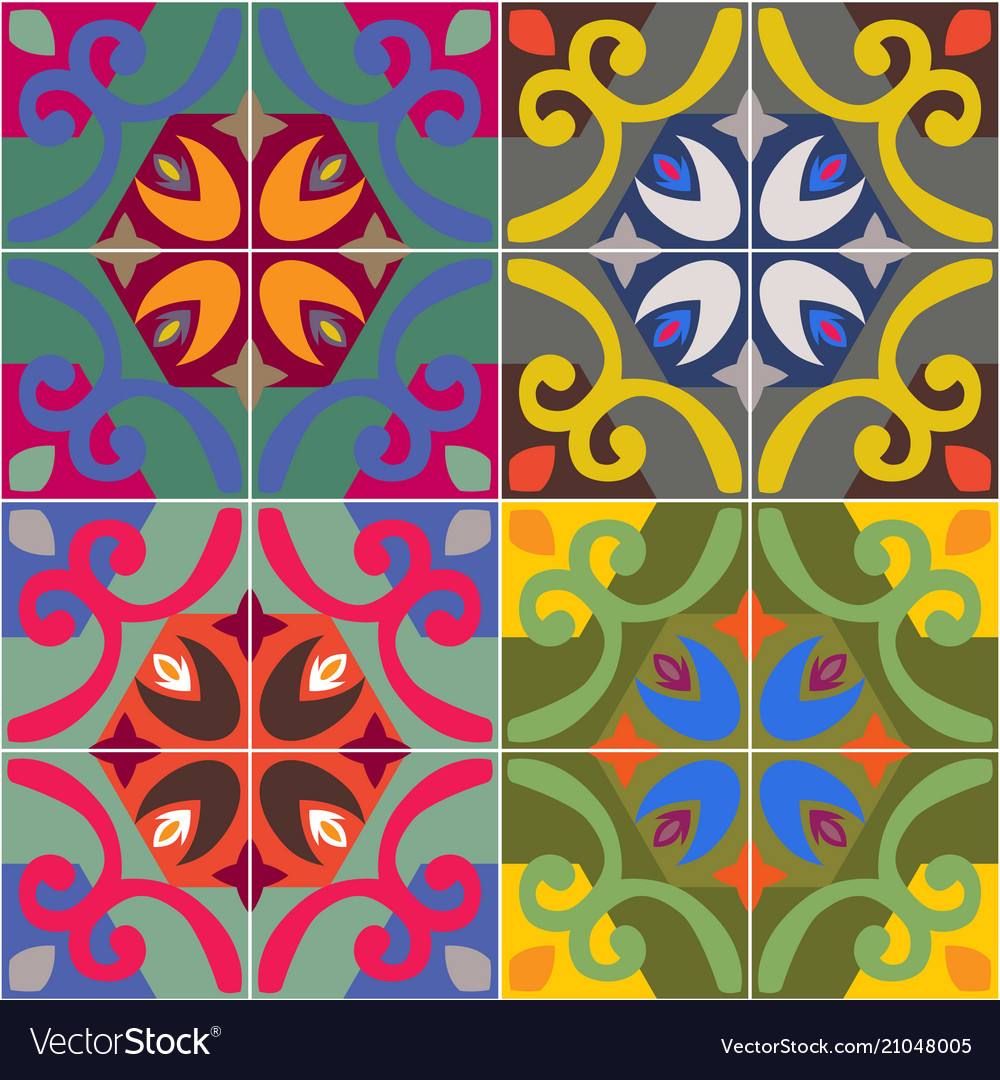Ceramic tiles with seamless pattern Royalty Free Vector