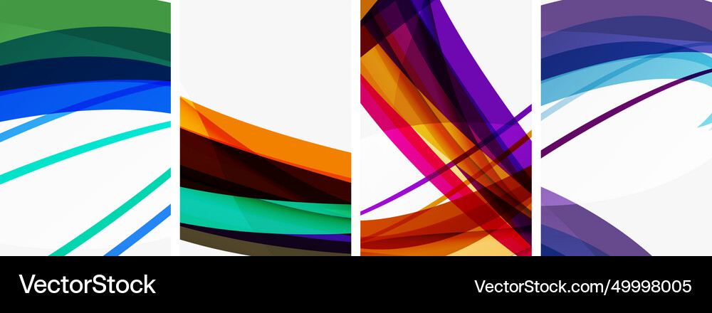 Colorful wave lines poster set for wallpaper Vector Image