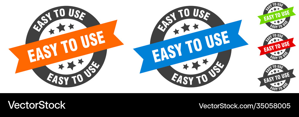 Easy to use stamp to use round ribbon Royalty Free Vector