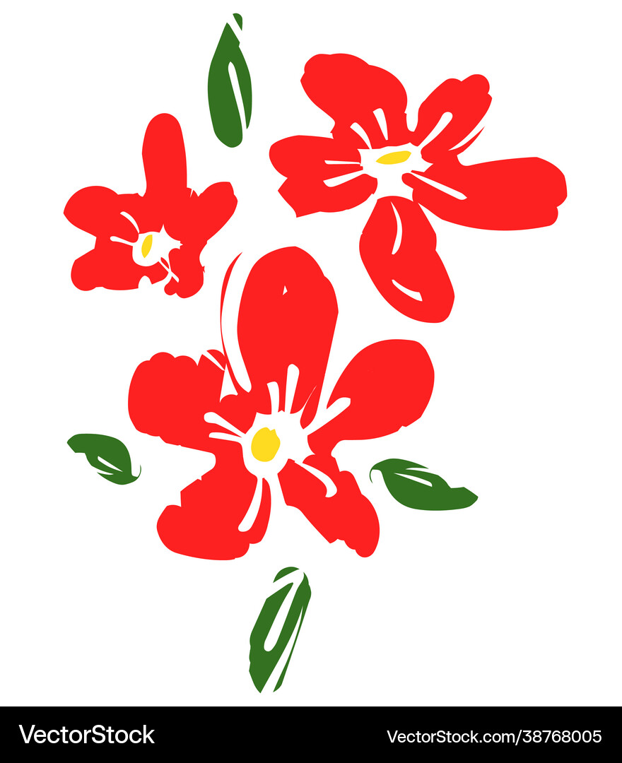 Hand drawn red flowers isolated sketch Royalty Free Vector
