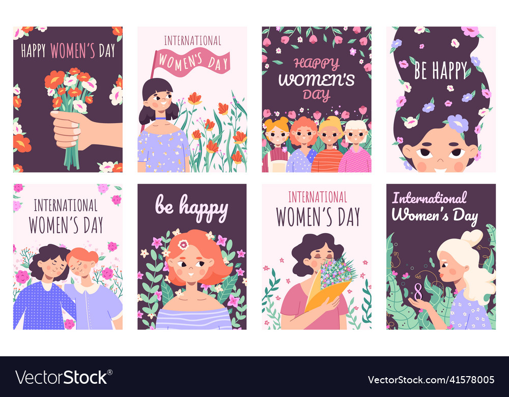 Happy international womens day cards march 8 Vector Image