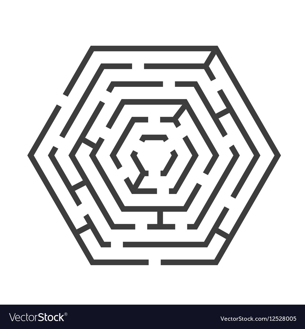 Labyrinth or Maze Hexagon Shape Royalty Free Vector Image