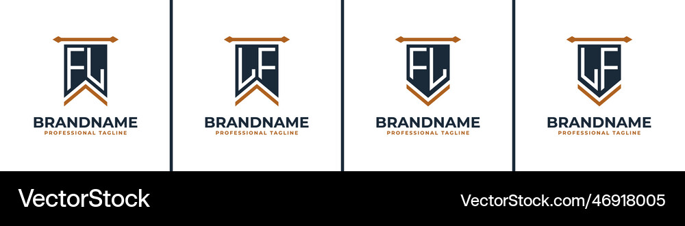 Letter fl and lf pennant flag logo set represent Vector Image