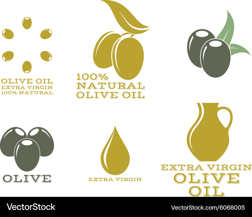 Olive oil Isolated labels and icons Royalty Free Vector