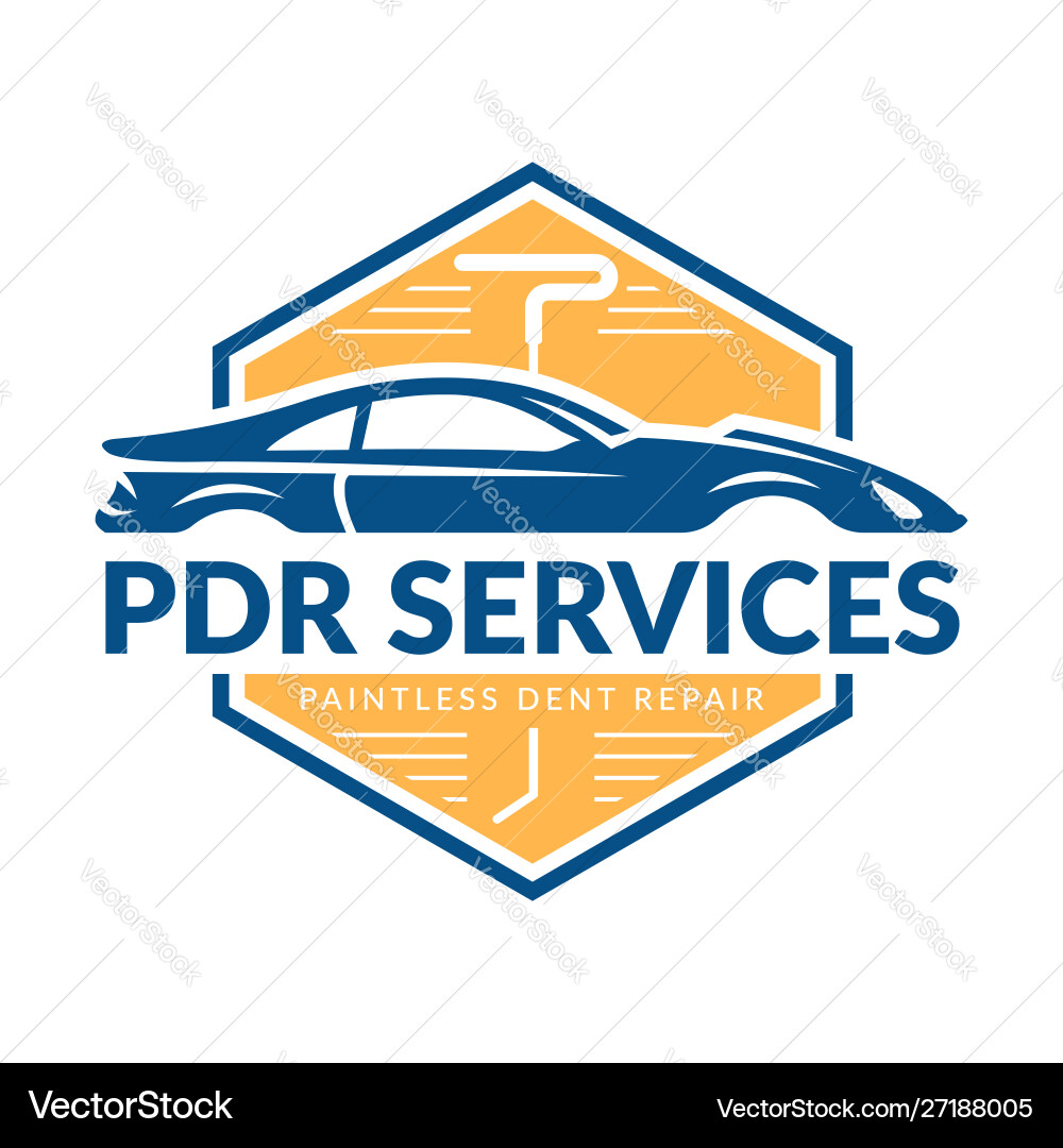 Paintless dent repair logo pdr service Royalty Free Vector