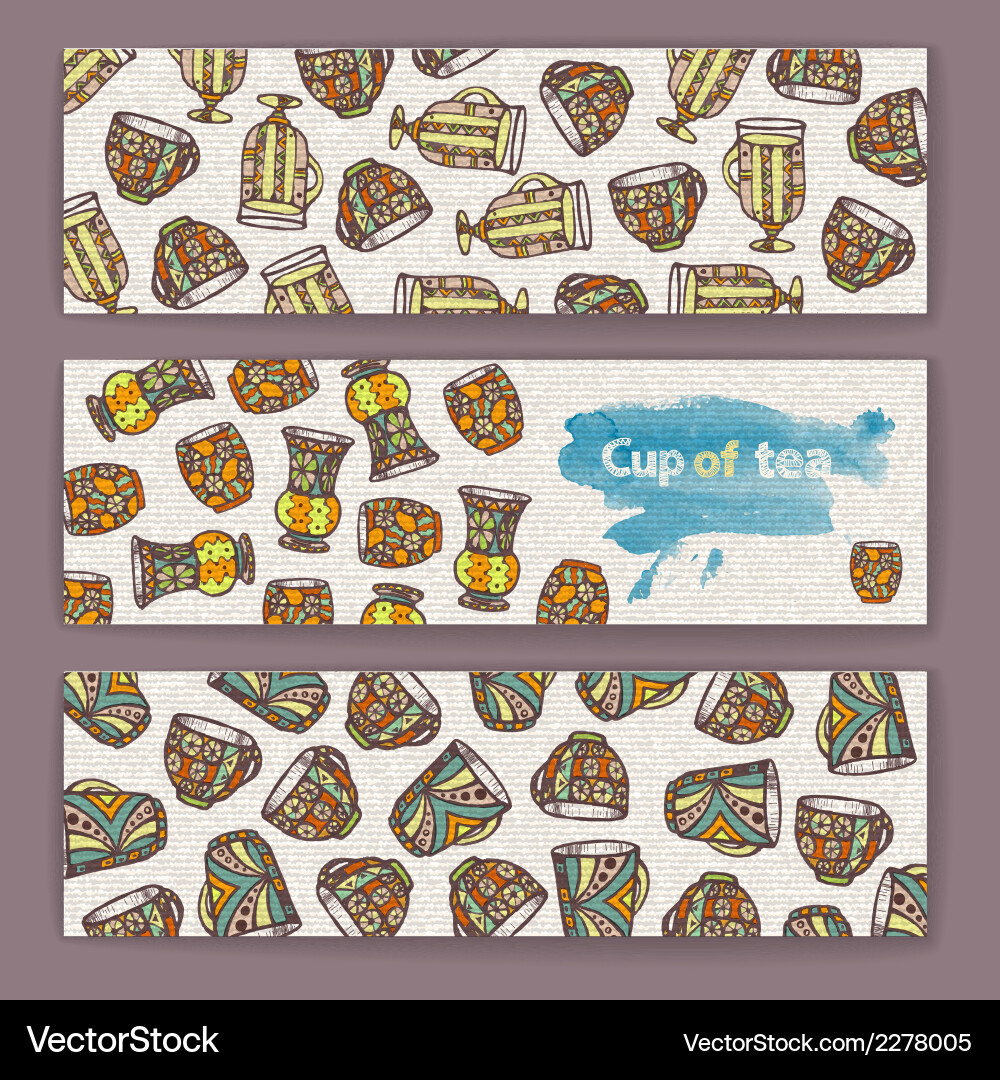 Set of banners with decorative cup coffee Vector Image