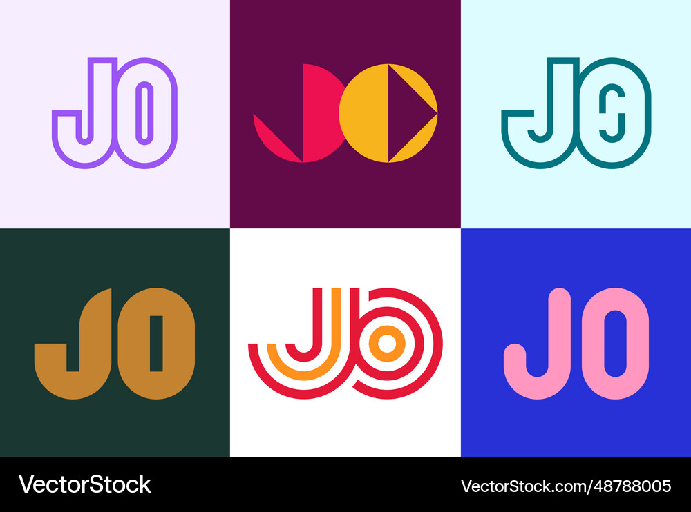 Set of letter jo logos Royalty Free Vector Image