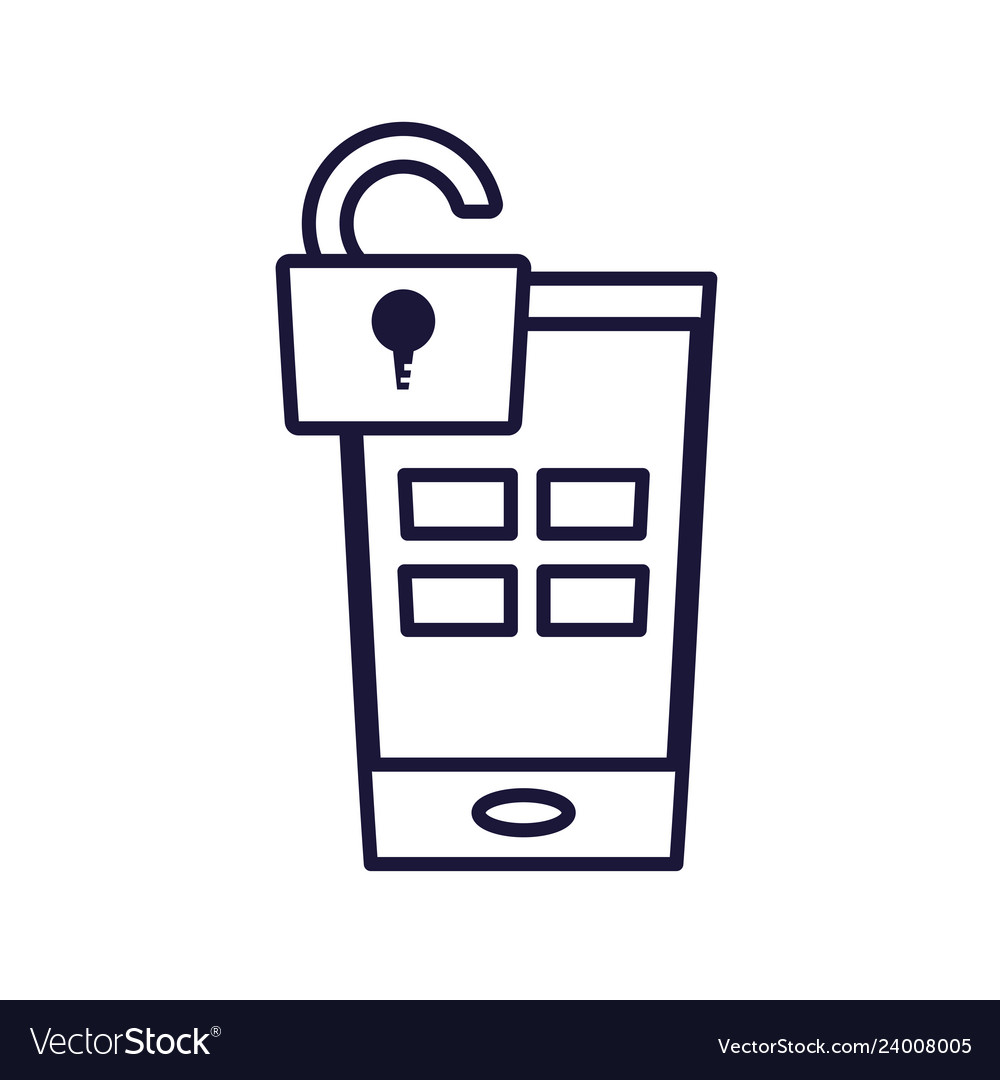 Smartphone device with padlock icon Royalty Free Vector