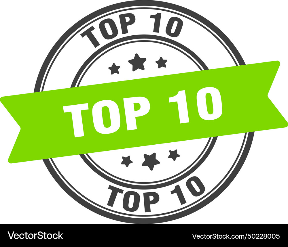 Top 10 stamp top 10 label on transparent Vector Image