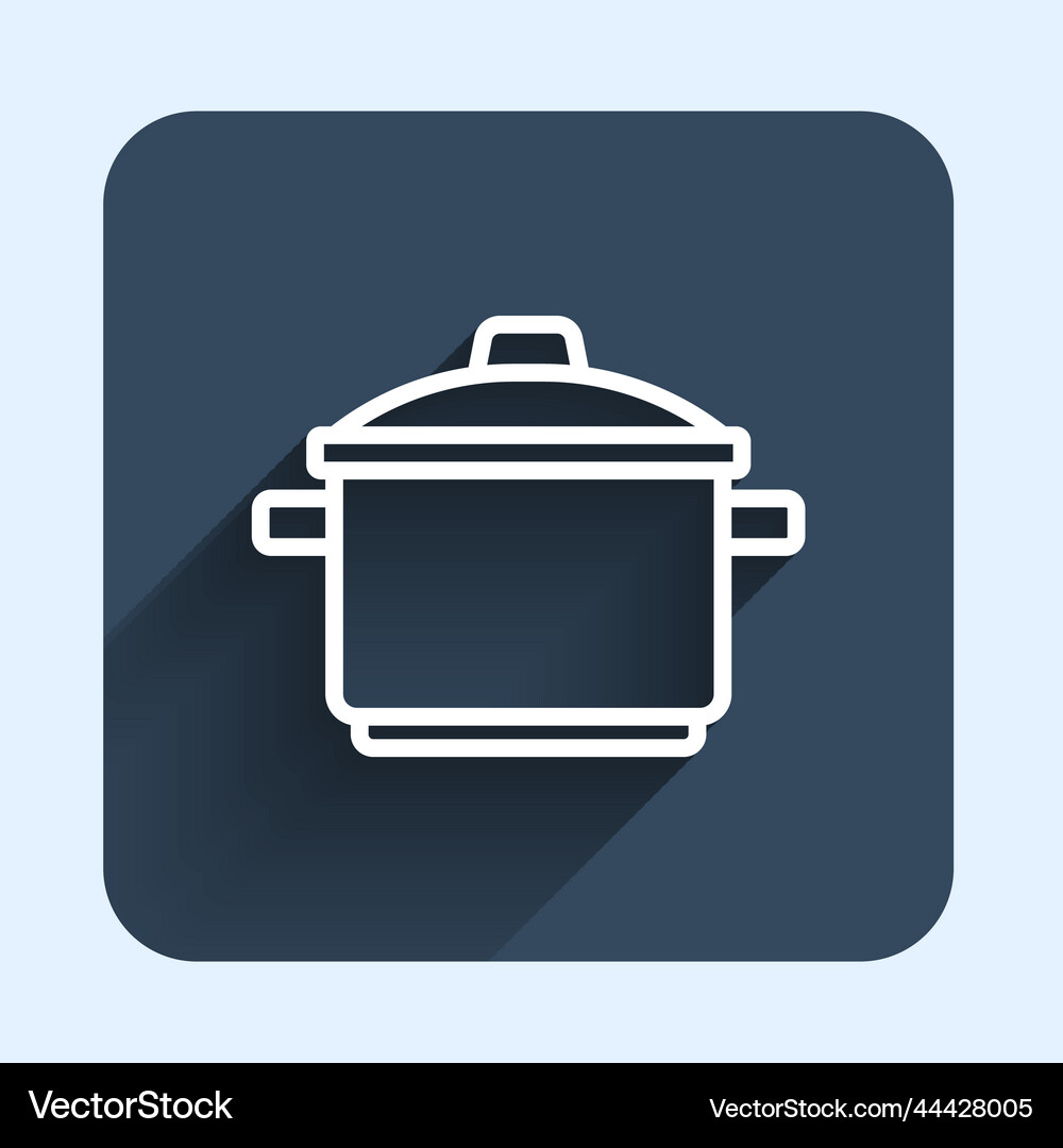 White line cooking pot icon isolated with long Vector Image