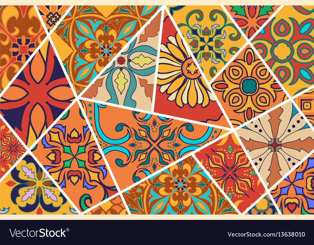 Decorative background mosaic patchwork pattern Vector Image