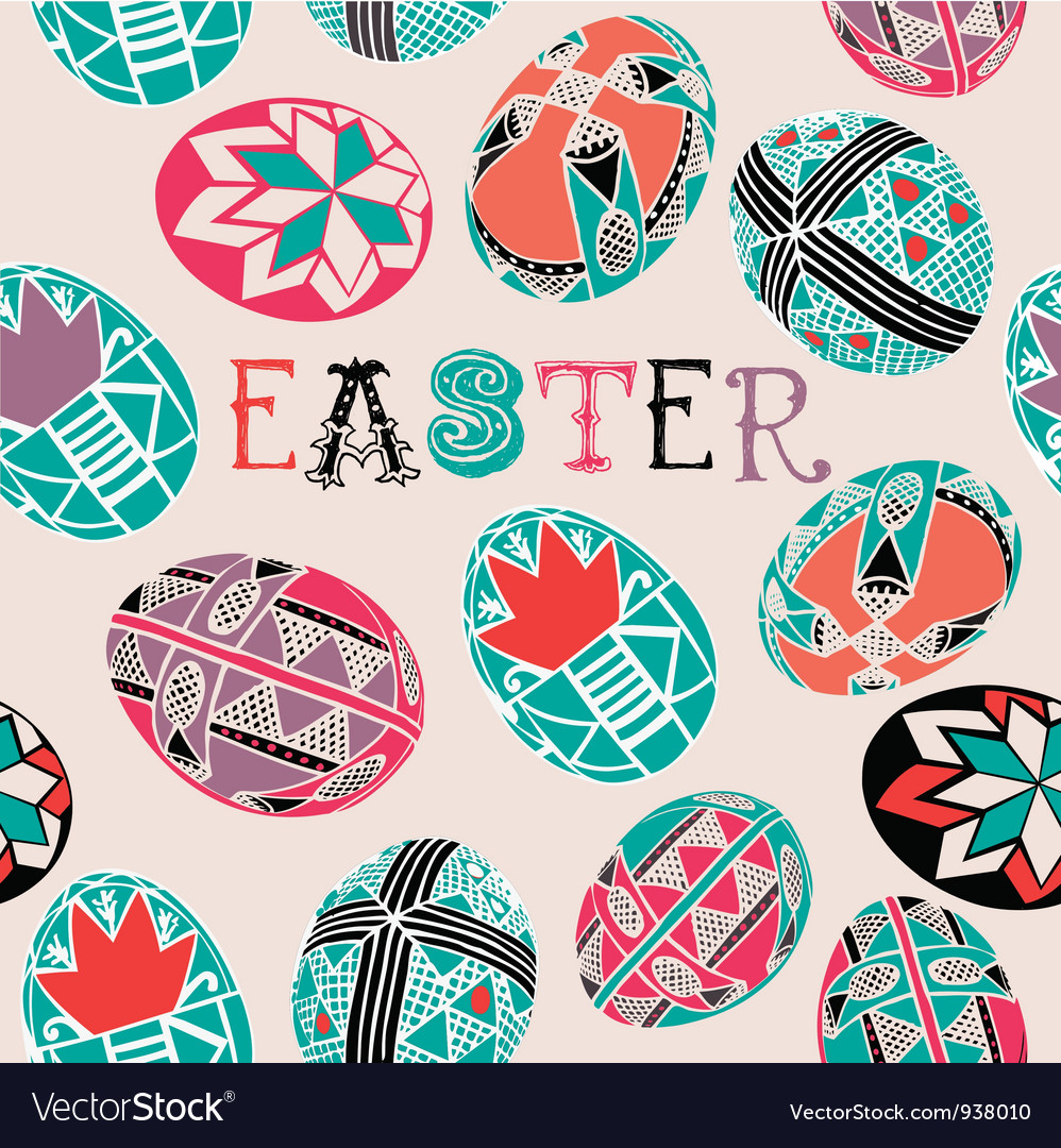 Doodle easter background pattern Royalty Free Vector Image
