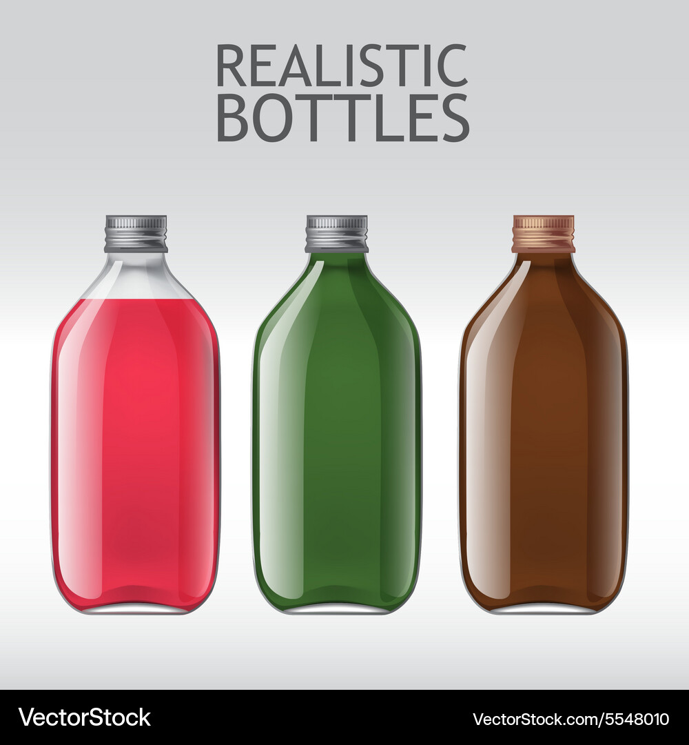Empty Transparent Glass Bottles Set Royalty Free Vector