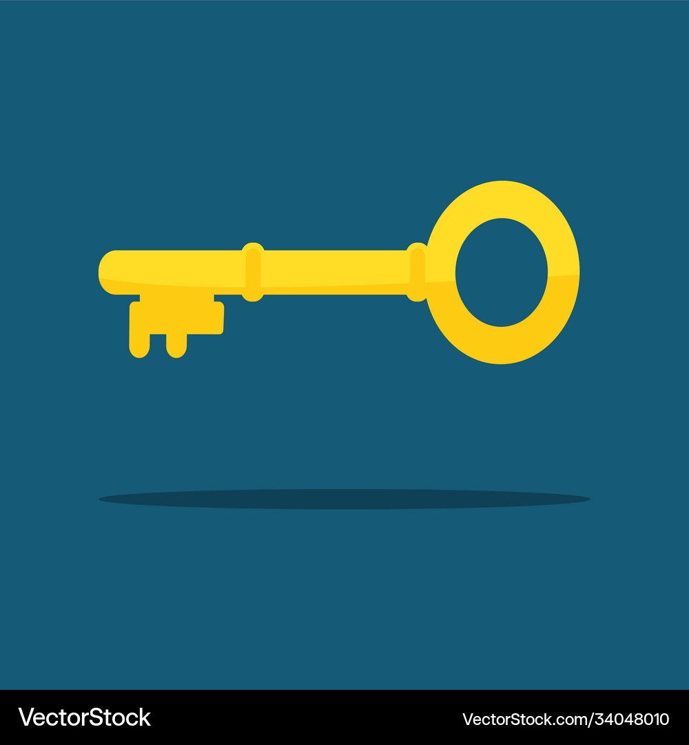 Gold key protection and security lock symbol Vector Image