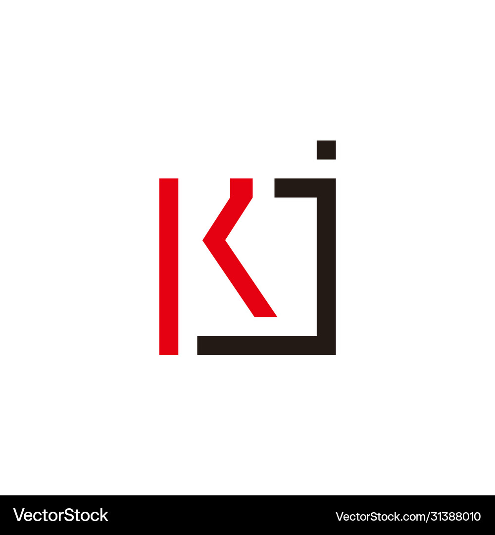 Letter kj arrow simple geometric square line Vector Image