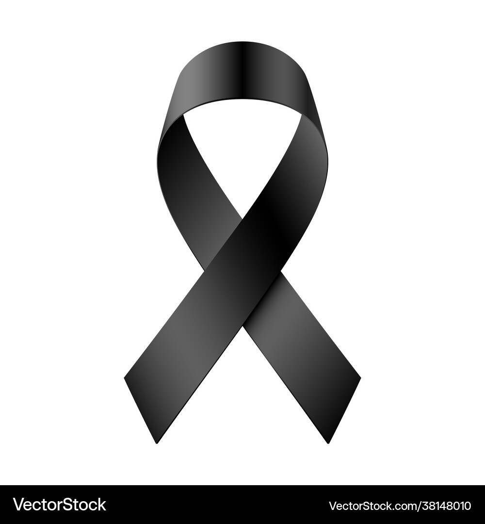 Mourning black ribbon isolated on white background