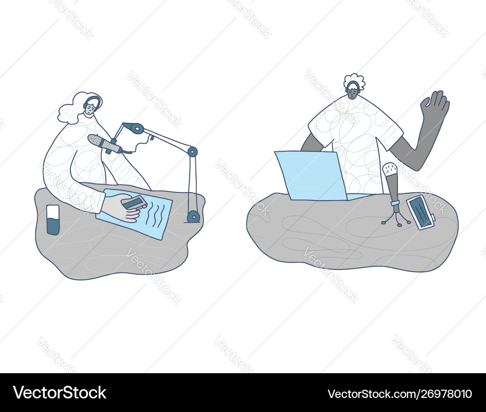 Podcast flat concept color card design Royalty Free Vector