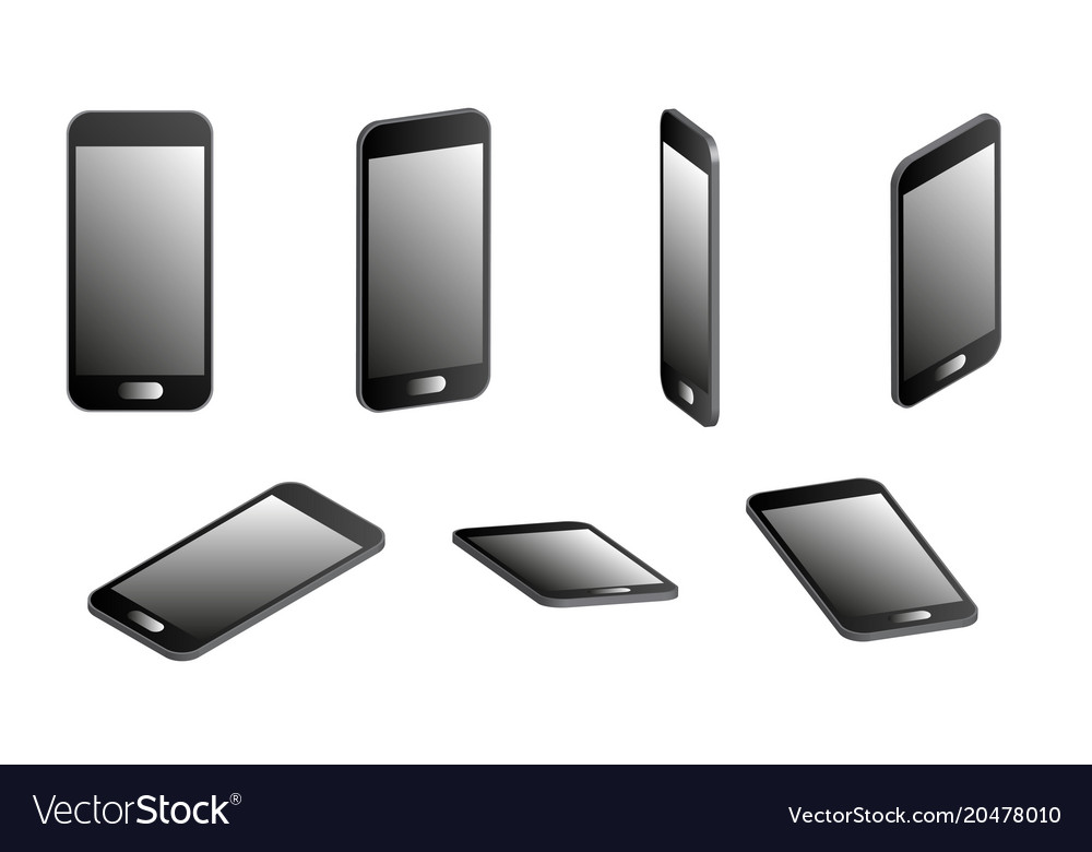 Set of smartphones in 3d Royalty Free Vector Image