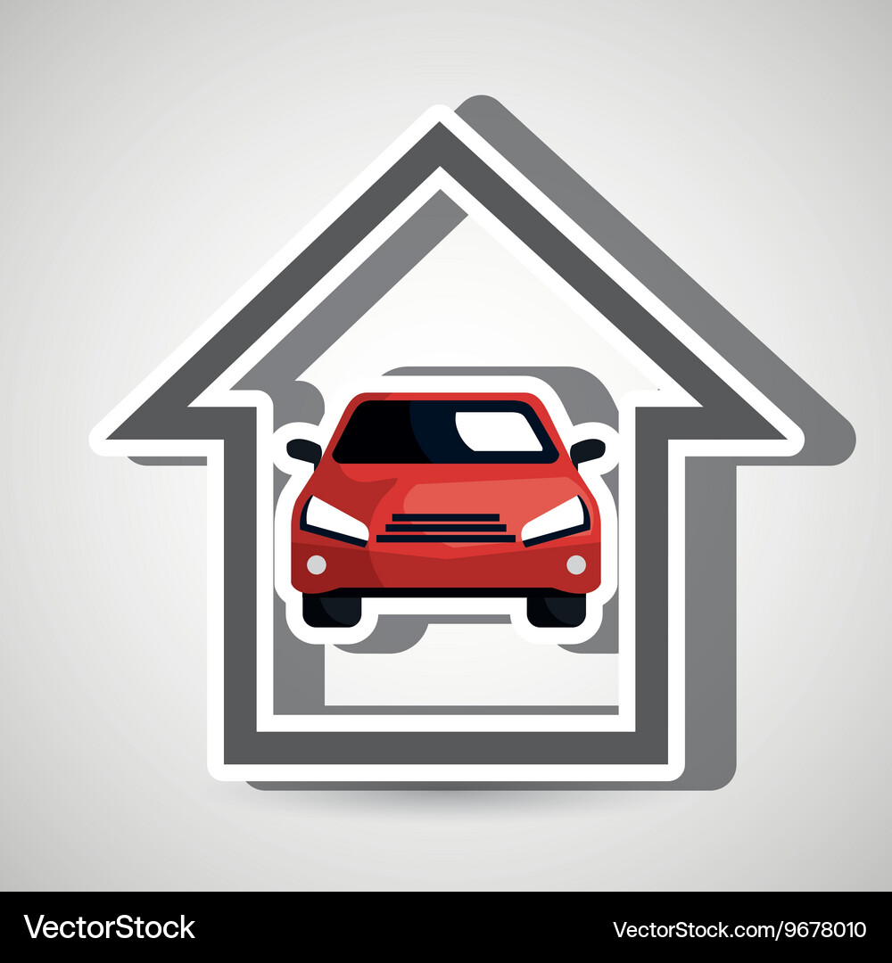 Smart home with car isolated icon design Vector Image