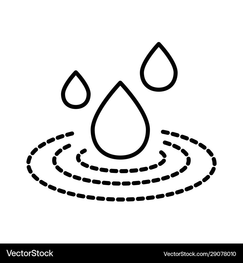 Spilled liquid and water drop isolated line icon Vector Image