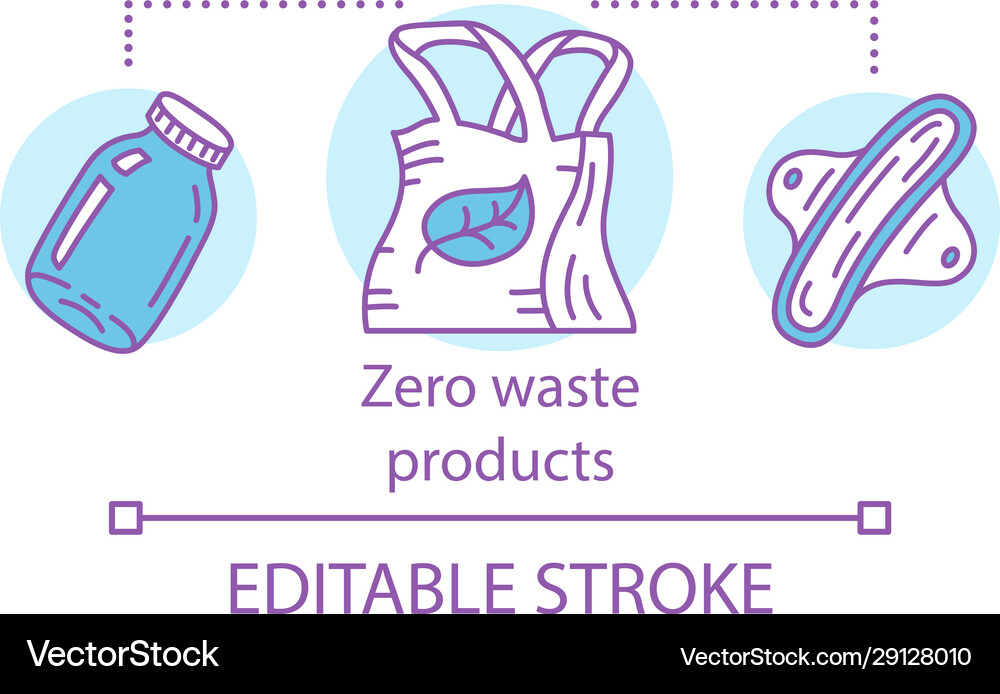 Zero waste choices and products concept icon Vector Image