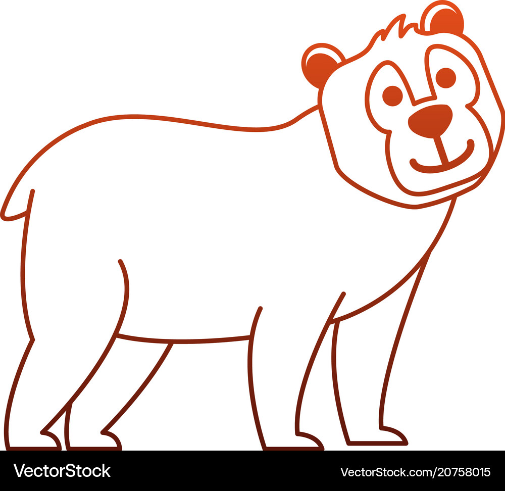 Bear wild animal on red lines Royalty Free Vector Image