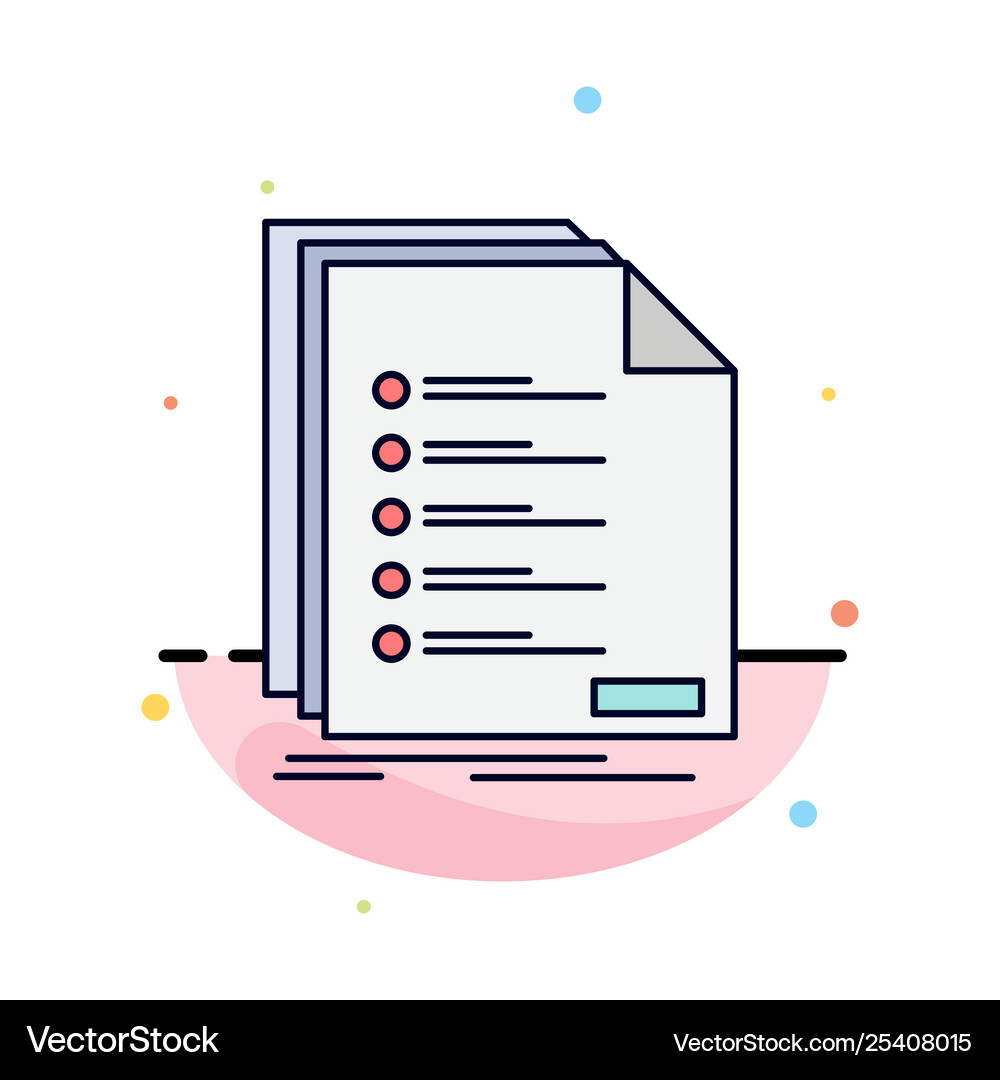 Check filing list listing registration flat color Vector Image