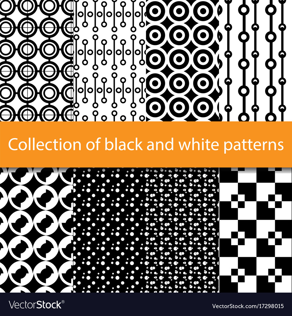 Collection of black and white patterns Royalty Free Vector