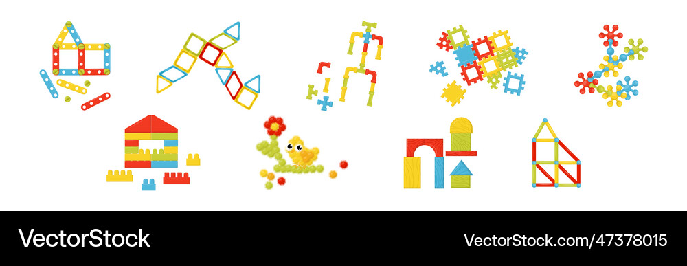 Colorful children constructor toy and plastic Vector Image