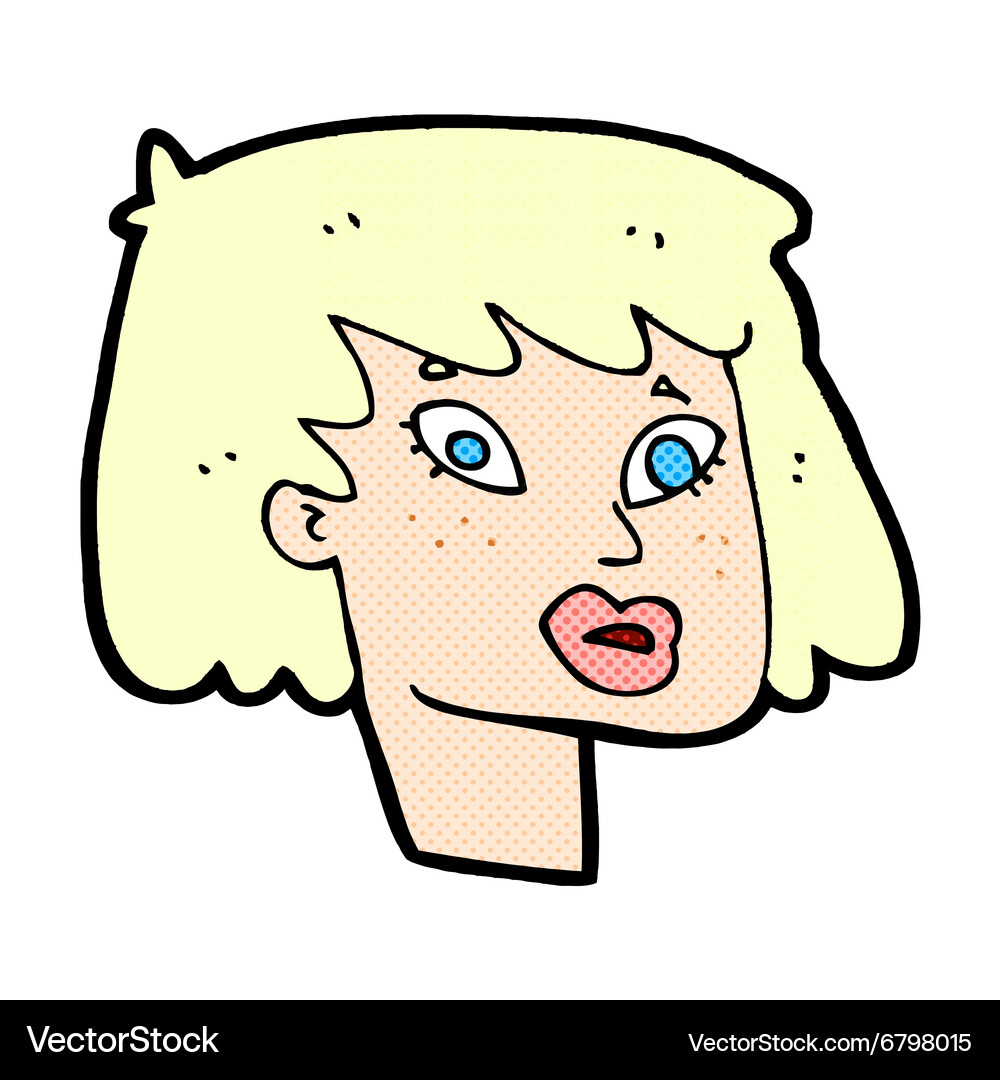 Comic cartoon pretty female face Royalty Free Vector Image