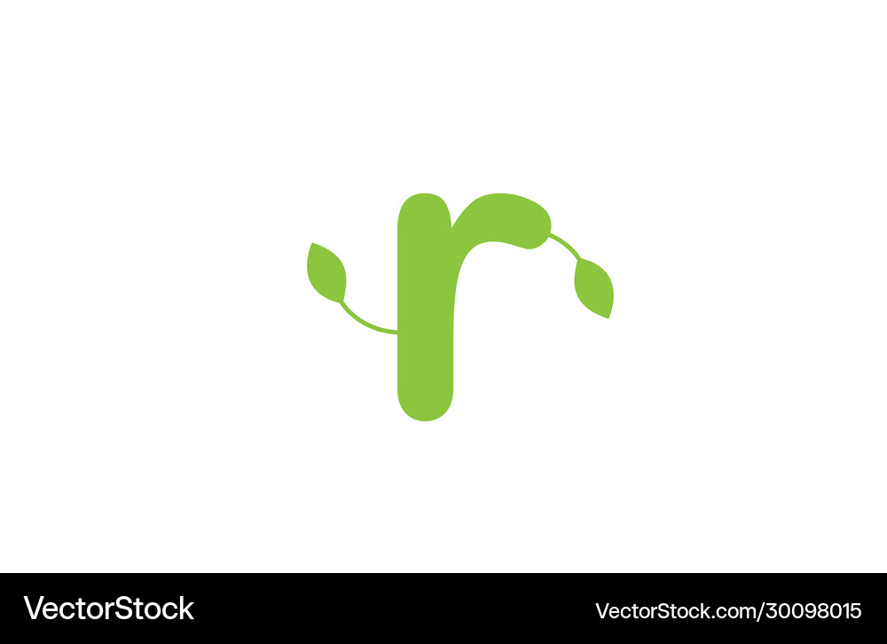 Green leaf leafs letter r alphabet logo design Vector Image