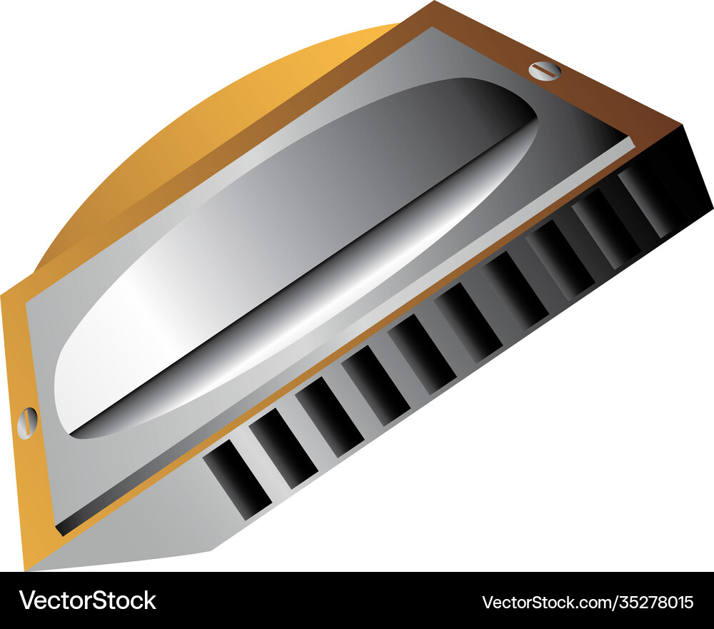 Harmonica wind musical instrument detailed icon Vector Image