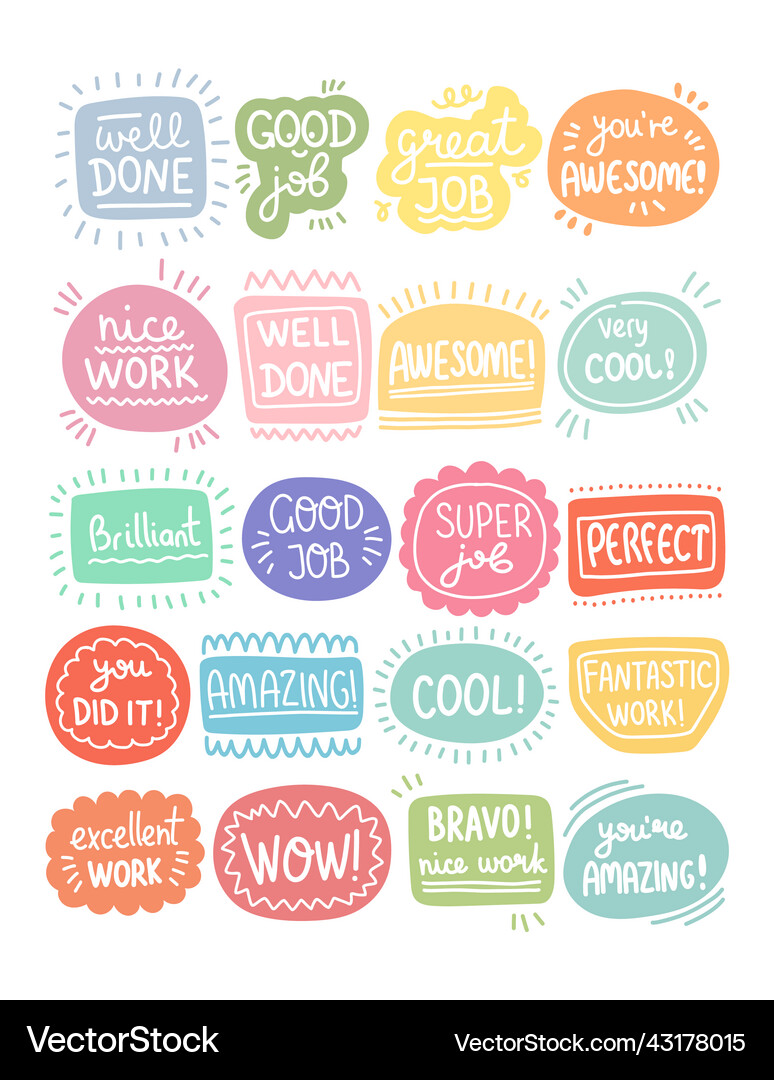Job and great stickers set Royalty Free Vector Image