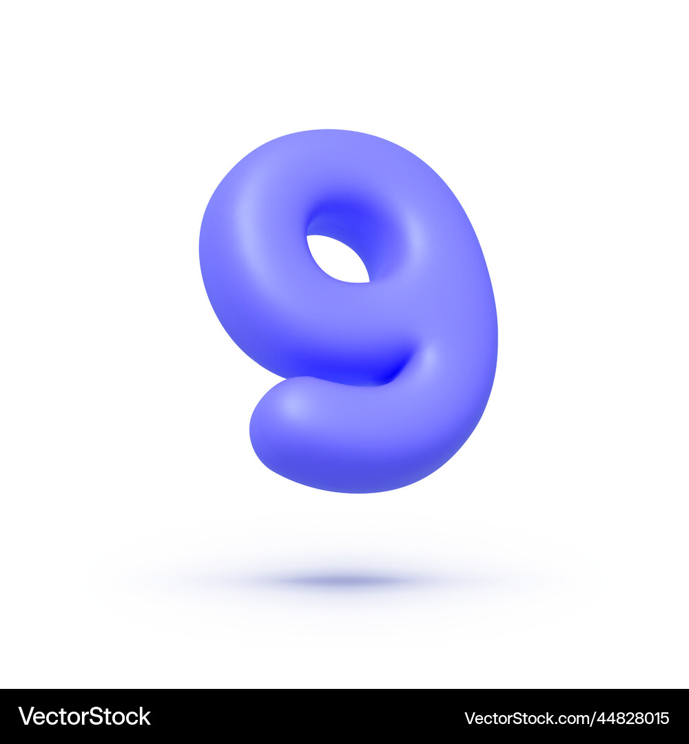 Number nine in 3d style modern lettering Vector Image
