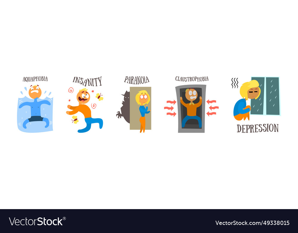 People fear and phobias scared afraid Royalty Free Vector People fear and phobias scared afraid Royalty Free Vector