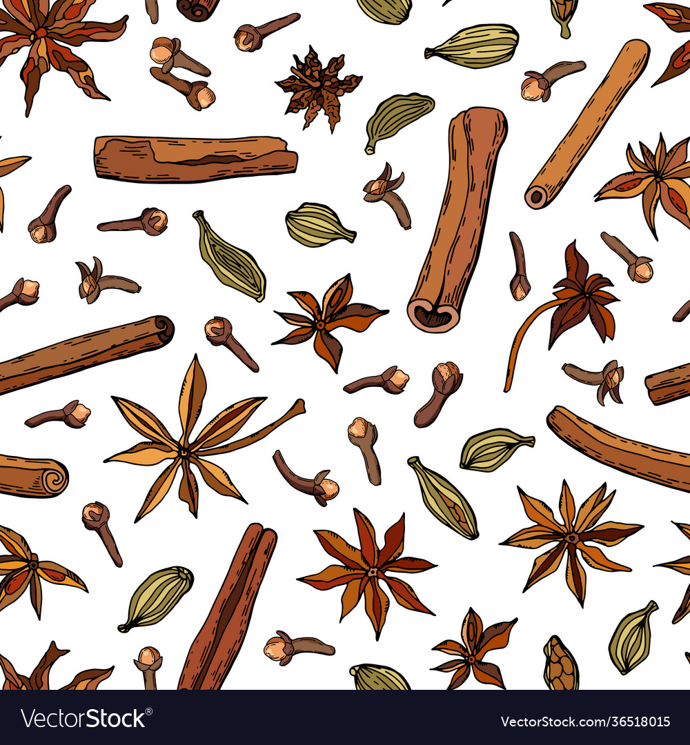 Seamless pattern spices Royalty Free Vector Image
