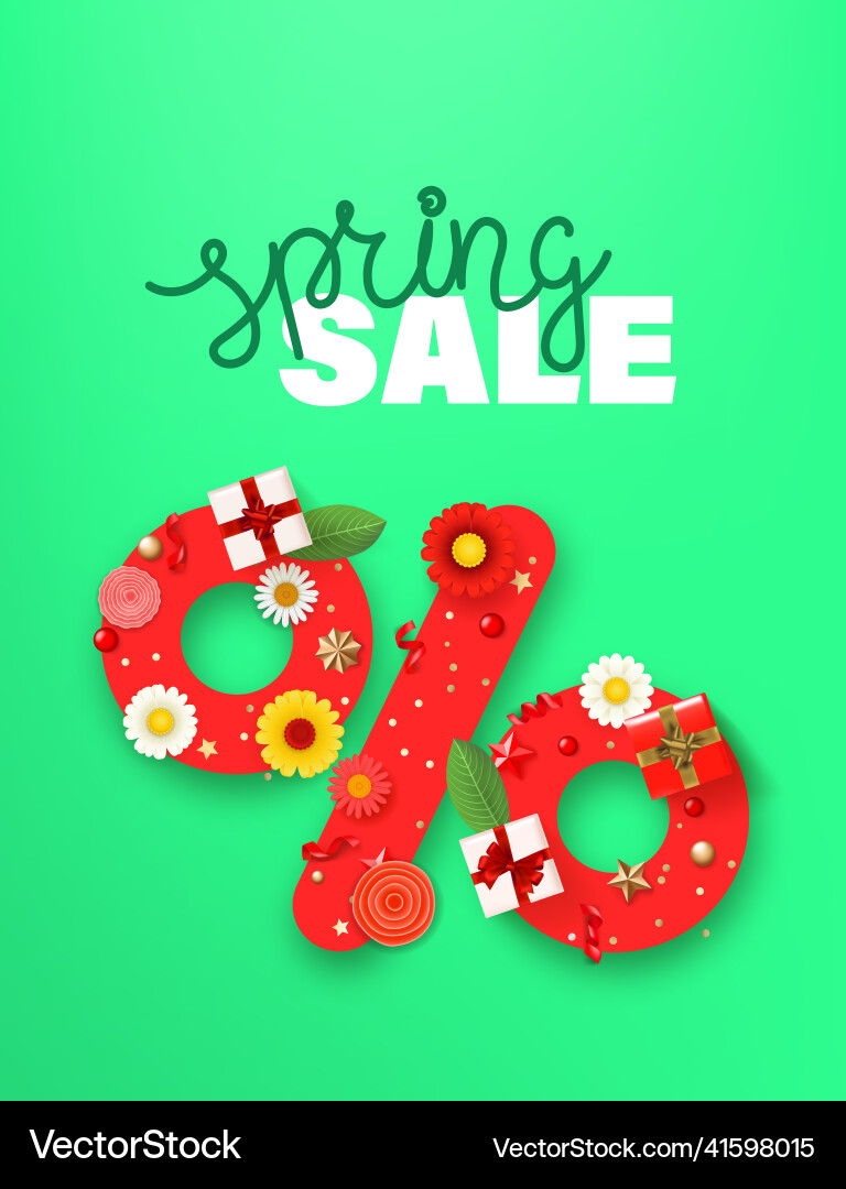 Spring sale vertical banner with season elements Vector Image