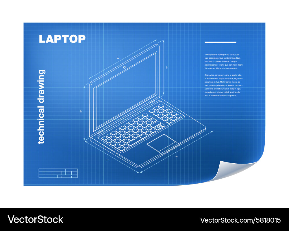 Technical with laptop drawing Royalty Free Vector Image