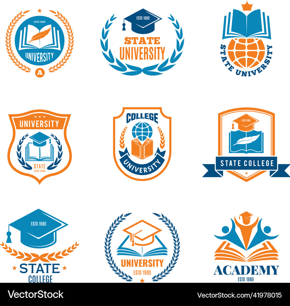 University badges school business identity Vector Image
