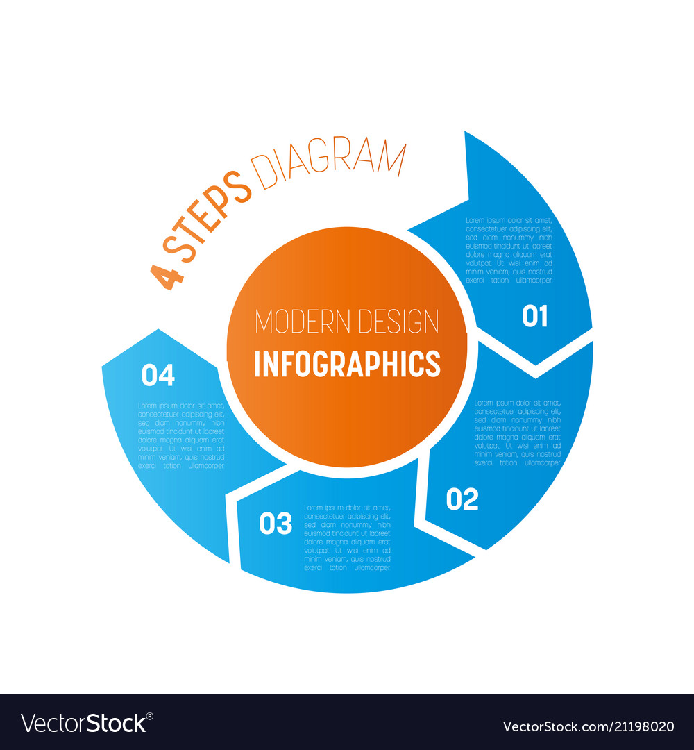  4 Step Process Modern Infographic Diagram Graph Vector Image