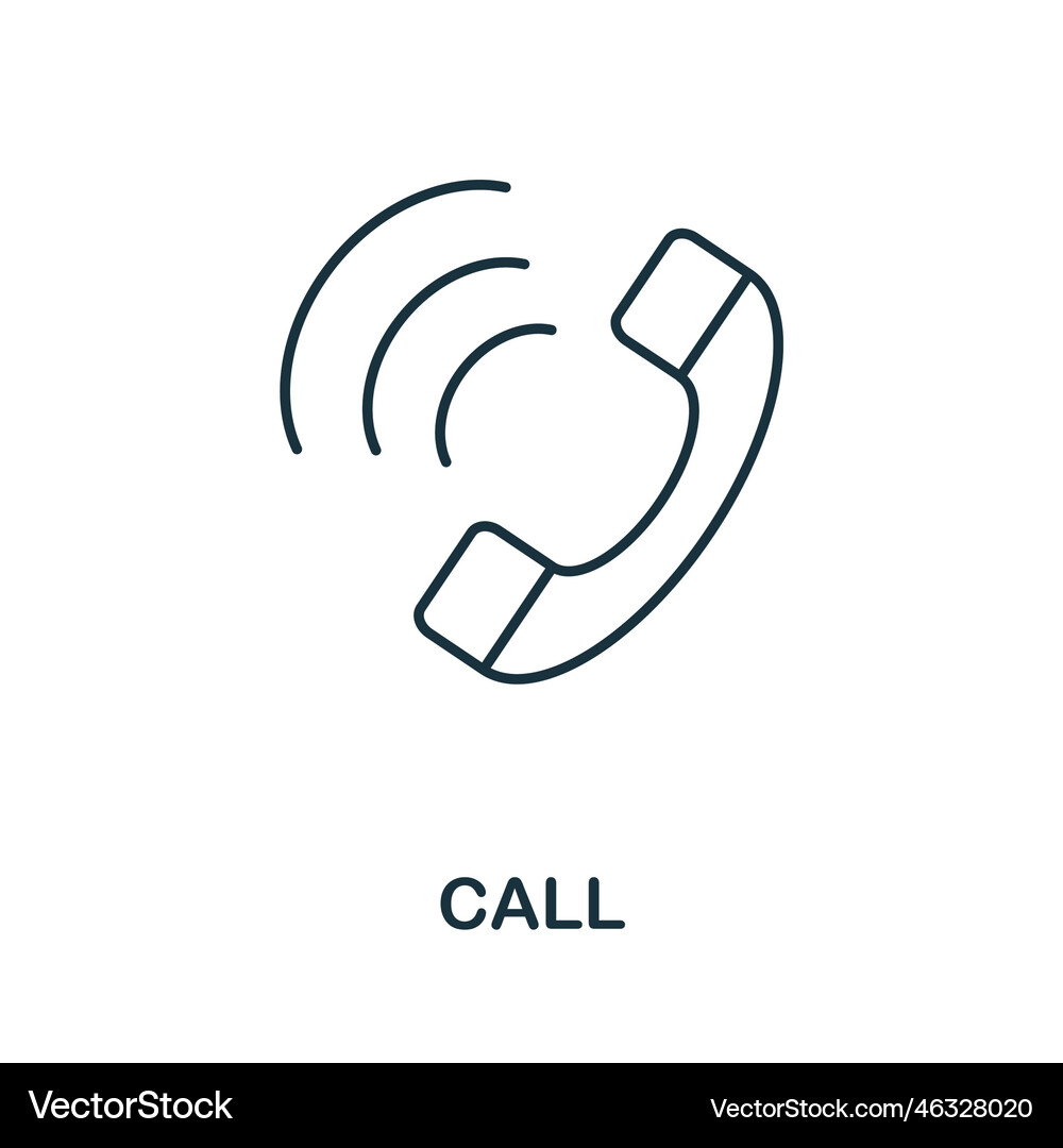 Call line icon monochrome simple outlineicon Vector Image