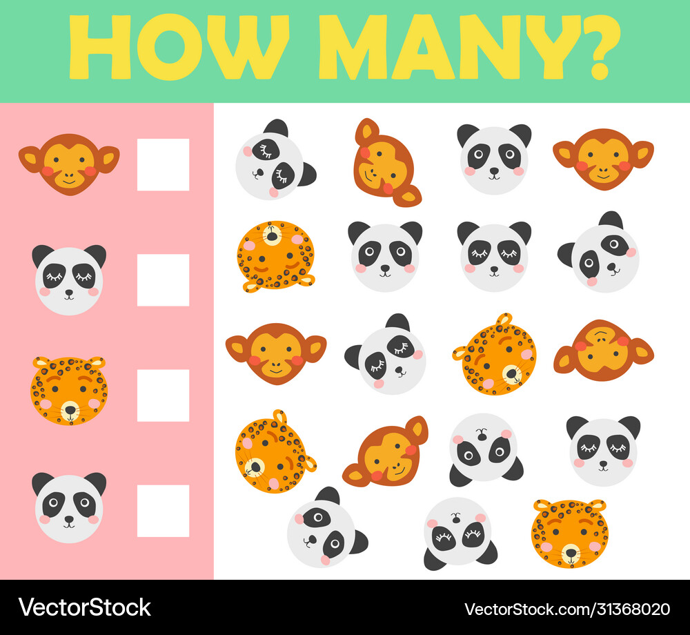 Cartoon education mathematical game animals Vector Image